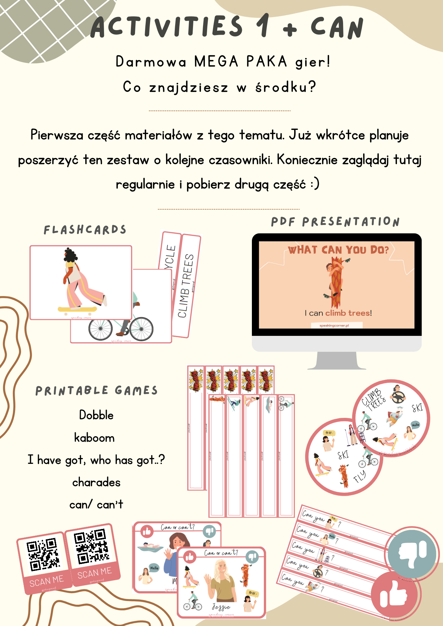 [FREEBIE] Activities 1 GAMES PACK + grammar - Speaking Corner