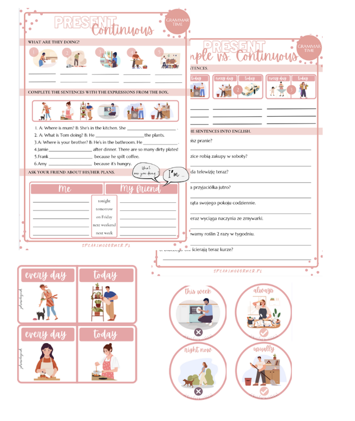 [FREEBIE] Present Simple & Present Continuous - Speaking Corner